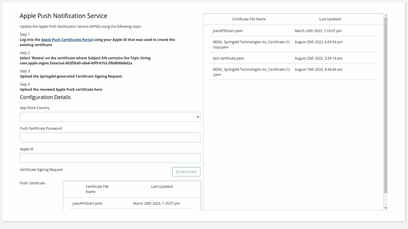 Apple iOS: Create an APNS credential