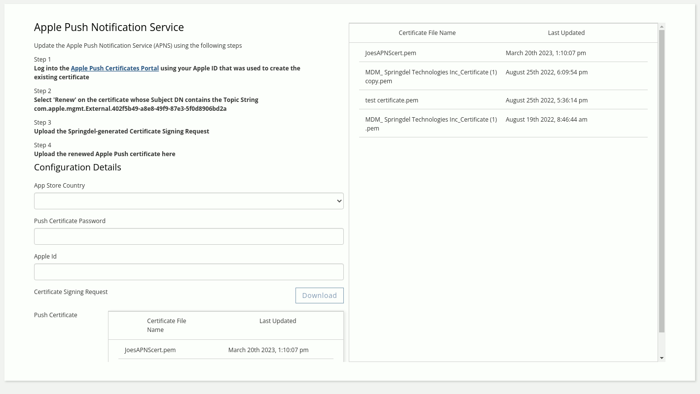 Apple iOS: Create an APNS credential